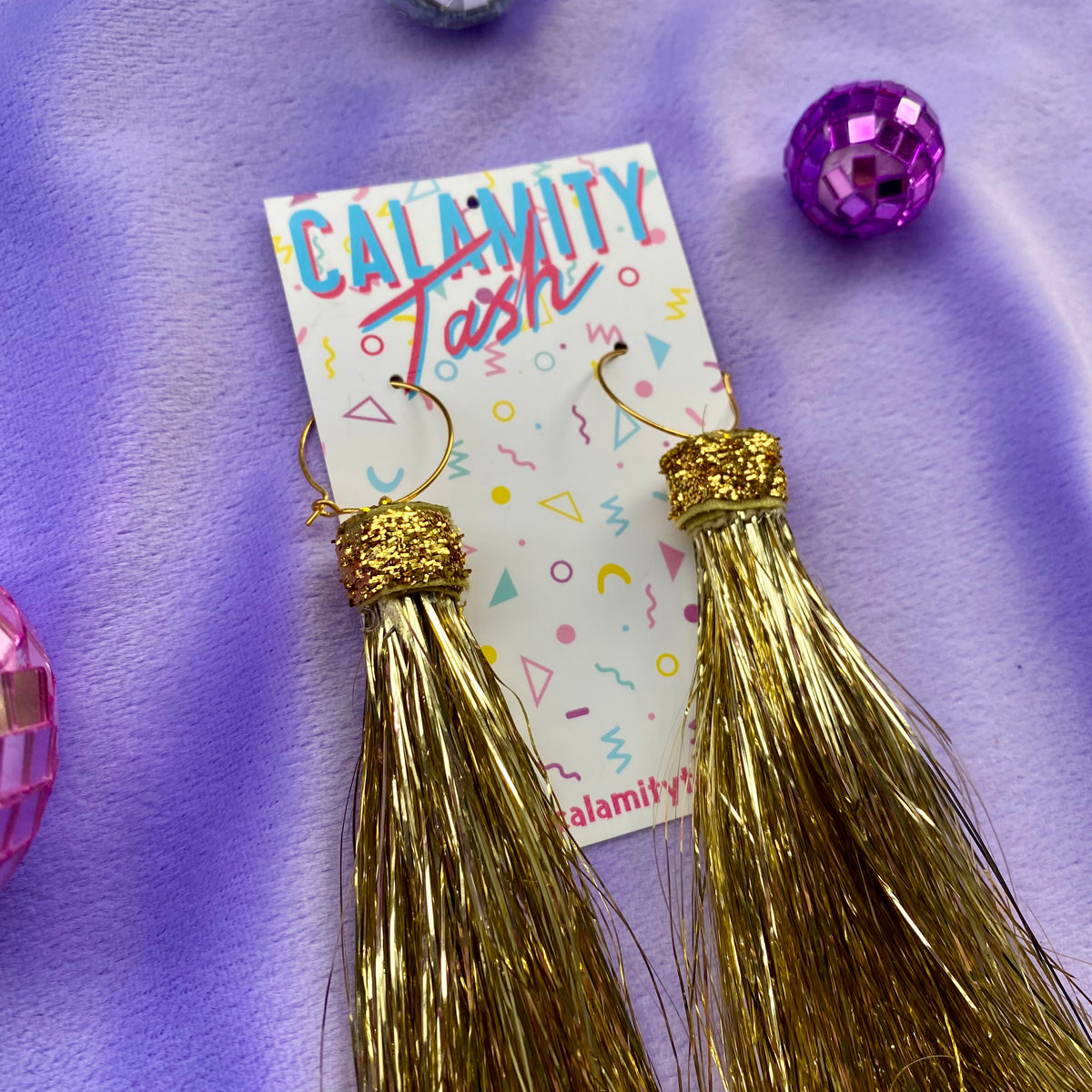 Gold Tinsel Tassels Hoop Tops – Calamity Tash